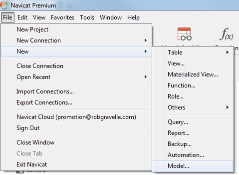 Create a Model from a Database in Navicat
