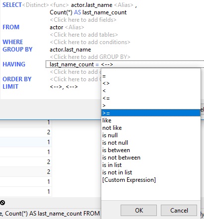 Navicat Query Builder: Setting Grouping Criteria (Part 5)